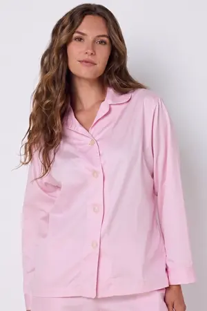 THE CAT'S PAJAMAS Classic Solid Pima Cotton Pajama Set - Pink