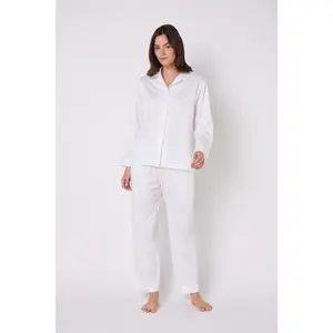 THE CAT'S PAJAMAS Classic Solid Pima Cotton Pajama Set - White