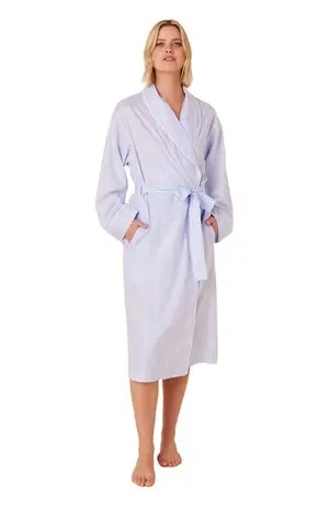 THE CAT'S PAJAMAS Luxe Pima Shawl Collar Robe - Classic Gingham Blue