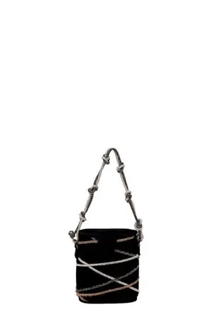SIMITRI Mini Bucket Bag With Crystal Braids - Black