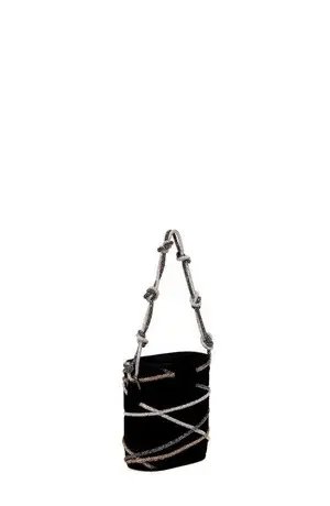 SIMITRI Mini Bucket Bag With Crystal Braids - Black