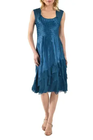 Komarov Charmeuse & Chiffon Tiered Dress With Jacket