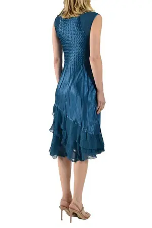 Komarov Charmeuse & Chiffon Tiered Dress With Jacket