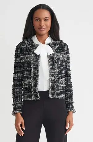 Misook Eyelash Tweed Knit Jacket