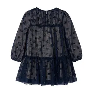 MAYORAL Long Sleeve Tulle Dress - Navy