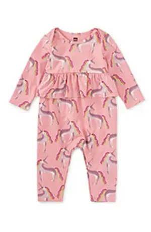 TEA COLLECTION Peplum Baby Romper - Rainbow Unicorn