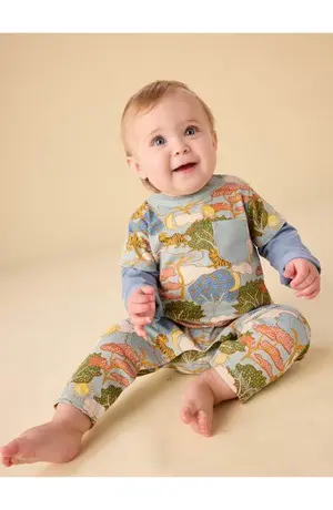TEA COLLECTION Layered Printed Baby Romper - Sun & Moon Folktale