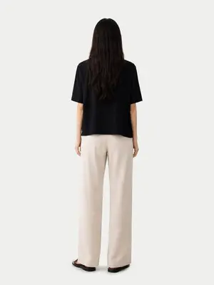 Gobi Cashmere Box-cut Cotton Silk Cashmere Blend T-shirt - Black