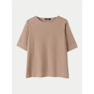 Gobi Cashmere Box-Cut Cotton Silk Cashmere Blend T-Shirt Timber Wolf