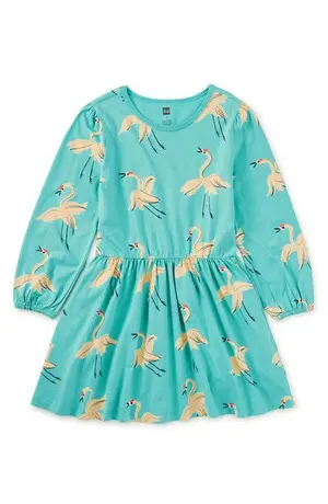 TEA COLLECTION Blouson Sleeve Pocket Dress - Red Crowned Crane