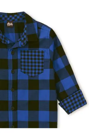 TEA COLLECTION Double Weave Plaid Button Up