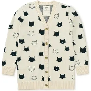 TEA COLLECTION Long Iconic Cat Cardigan - Turkish Cats