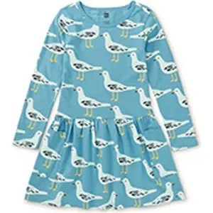 TEA COLLECTION Long Sleeve Pocket Dress - Squabble Of Seagulls
