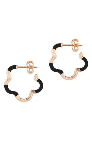 Bea Bongiasca B Mini Two-tone Flower Hoop Earrings - Black