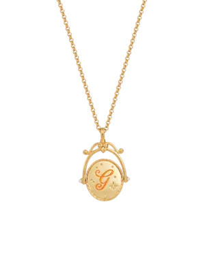 FABLE ENGLAND G Initial Gerbera Spinner Chain Necklace - Gold