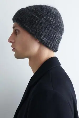 Cos Space-dyed Brushed Wool-blend Beanie - Navy
