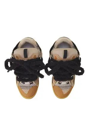 LANVIN Curb Suede Sneakers With Mesh Laces - Hemp