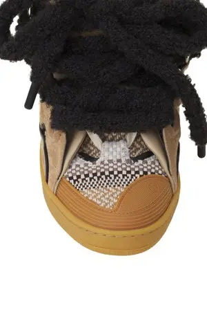 LANVIN Curb Suede Sneakers With Mesh Laces - Hemp