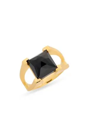 DEAN DAVIDSON Mini Plaza Onyx Signet Ring - Yellow Gold/onyx
