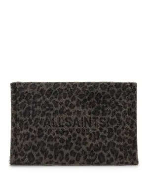 ALLSAINTS Izzy Leopard Print Zip Clutch - Leopard Brown