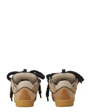 LANVIN Curb Suede Sneakers With Mesh Laces - Hemp