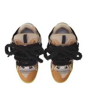 LANVIN Curb Suede Sneakers With Mesh Laces - Hemp