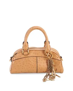 Chloé Small Stippled Leather Bowling Bag - Nougat