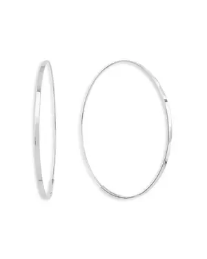 Lana Jewelry 14k Magic Flat Medium Hoop Earrings - White Gold