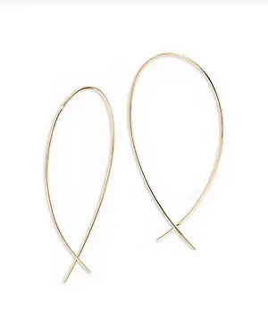 Lana Jewelry 14k Upside Down Hoop Threader Earrings - Yellow Gold