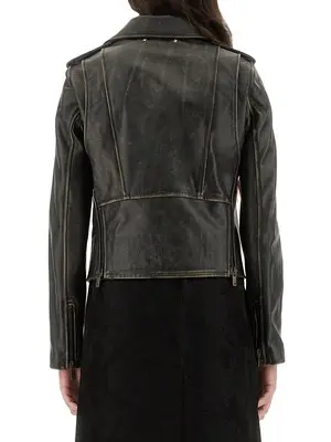 GOLDEN GOOSE Leather Stud Jacket - Black