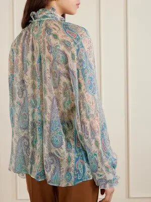 Etro Ruffled Paisley-print Silk-crepon Blouse