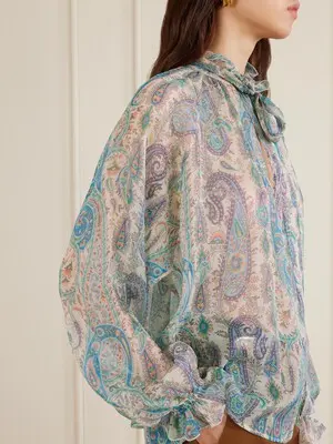 Etro Ruffled Paisley-print Silk-crepon Blouse