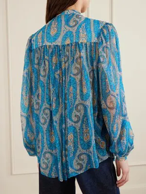 Etro Pleated Paisley-print Silk-crepon Blouse
