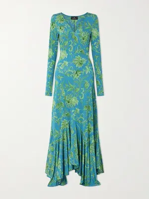 Etro Asymmetric Printed Maxi Dress