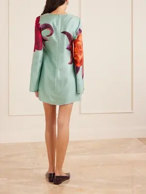 La DoubleJ Supremes Printed Silk-twill Mini Dress - Blue