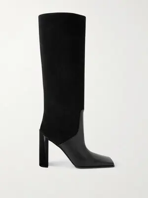 Alaïa Leather And Nubuck Knee High Boots