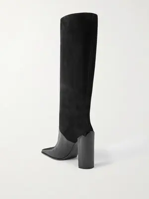 Alaïa Leather And Nubuck Knee High Boots