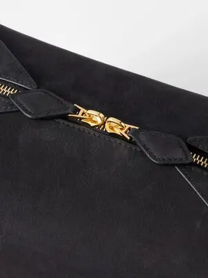 Alaïa Le Bulldog Medium Nubuck Shoulder Bag - Black