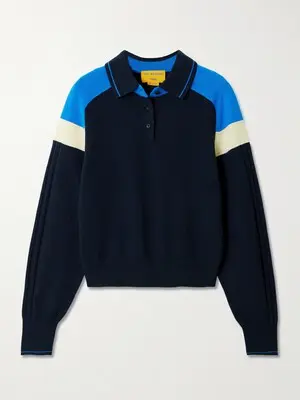Guest In Residence Alpine Collegiate Color-block Cashmere Polo Sweater - Blue