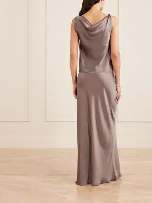 LESET Barb Draped Satin Blouse