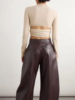 Alaïa Cropped Cashmere-blend Wrap Top
