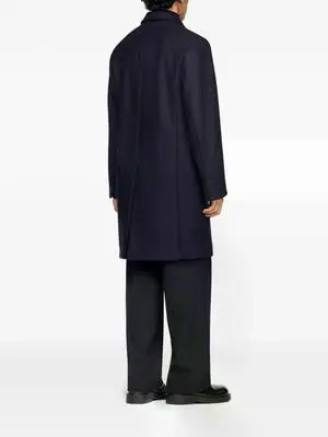 Sandro Wool And Cashmere Blend Overcoat - Blue