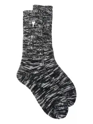 AMI Paris Embroidered Socks - Black