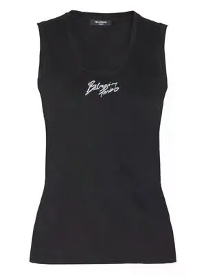 Balmain Logo Print Tank Top - Black