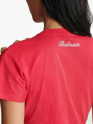 Balmain Draped T-shirt With Lion Head Buttons - Pink