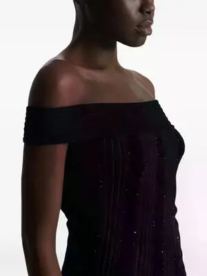 Balmain Glitter Off-the-shoulder Top