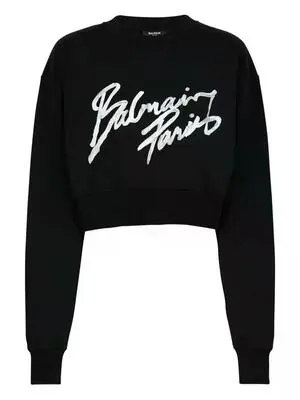 Balmain Printed Cotton Sweatshirt - Black