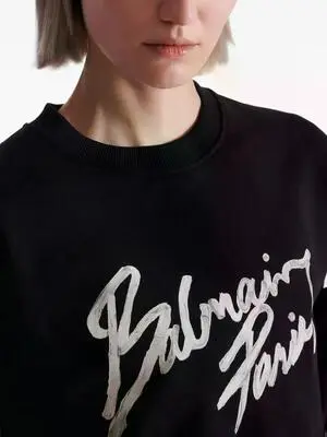 Balmain Printed Cotton Sweatshirt - Black