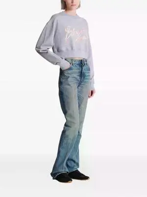 Balmain Printed Cropped Sweatshirt - Grey