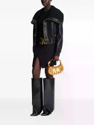 Balmain Draped Cotton Jersey T-shirt With Lion Head Buttons